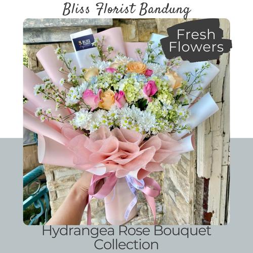 Jual Buket bunga asli Hydrangea Mawar, gompye, aster krisan/ Buket ...