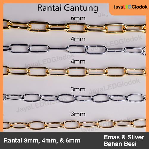 Jual Rantai Besi Lampu Gantung 3 4 mm Silver Emas Hitam dan Sarung ...