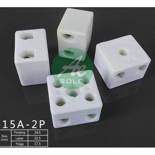 Jual Terminal Keramik 15A 2 pole Terminal Tahan Panas 2P Terminal Block ...