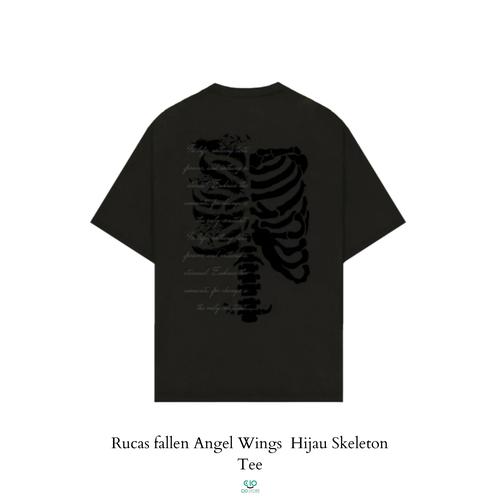 Jual Rucas T-shirt Fallen Angel Wings Skeleton Dark green & Black ...