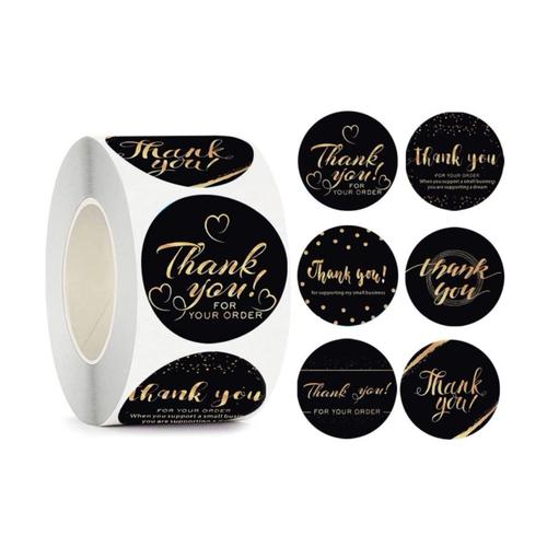 Jual Stiker label ucapan terima kasih stiker hitam Diameter : 2,5 CM ...