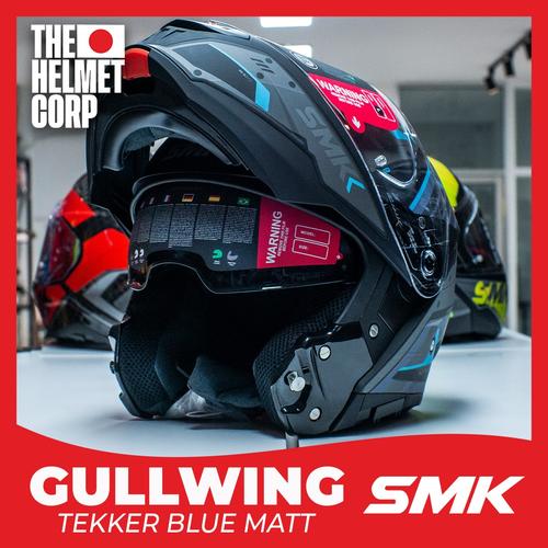 Jual HELM SMK GULLWING TEKKER BLUE MATT MODULAR HELMET FULL FACE HALF ...