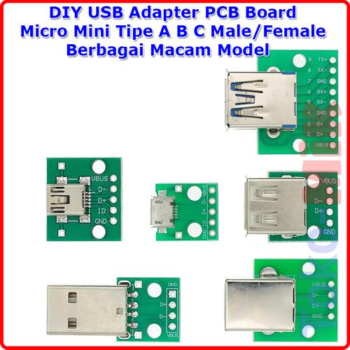 Jual DIY USB PCB Adapter Konektor Jack Colokan USB Tipe Type A B C A/B ...