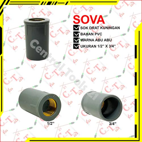Jual Sok Pipa Pvc Kran Air Drat Dalam Kuningan 1/2" X 3/4" Sova Faucet ...