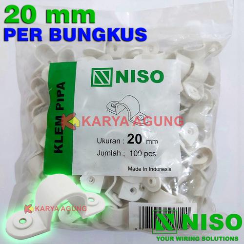 Jual Klem Pipa Conduit NISO 20mm PER BUNGKUS (100 pcs) Putih / Clamp ...