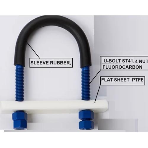 Jual U-BOLT ST41, 4N, SLEEVE RUBBER, M10 X 1" FLUOROCARBON + FLAT SHEET ...