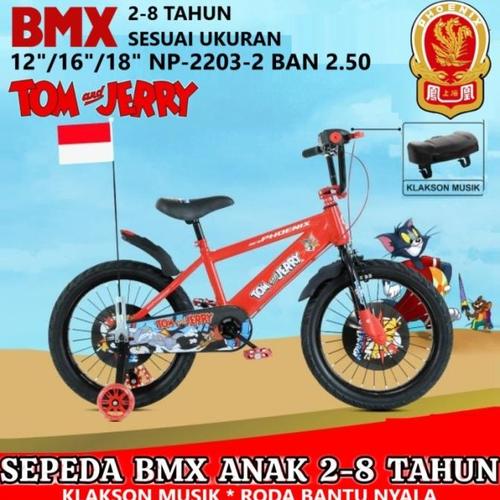 Jual Sepeda Anak Phoenix PX9812 BMX 4-6 Tahun 16 Inci Roda Bantu Nyala - 2203-2 Black-RD, 18" 5 ...