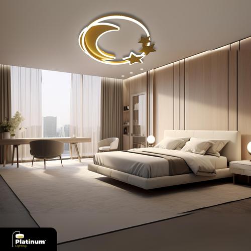 Promo Lampu Plafon Rumah LED Bulat Motif 3 Star Bintang Gold Mewah ...