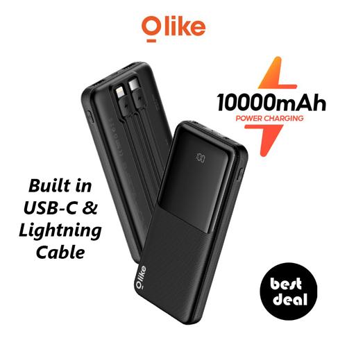 Jual Olike P107 10000mAh Powerbank Dual Output Built in USB-A USB-C LED ...