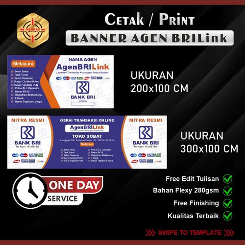 Jual Cetak Banner Agen BRILink | Spanduk Agen BRILink Murah Free Desain - 01 (200x100) - Kota ...
