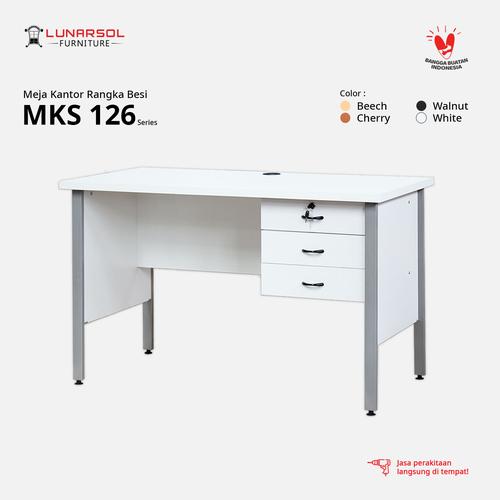 Promo LUNARSOL Meja Kantor | Meja Kios | Meja Tulis MKS 126 dengan Laci - Walnut Cicil 0% 3x ...