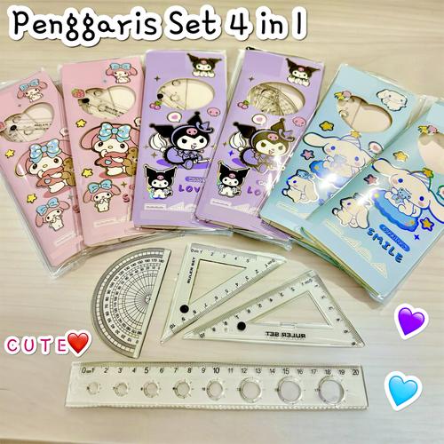 Jual Penggaris Set isi 4 Model Penggaris Plastik 1 Set Isi 4 Model ...