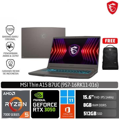 Jual MSI Thin A15 B7UC 016 Ryzen 5 7535HS 8GB 512GB RTX3050 4GB Win11 ...