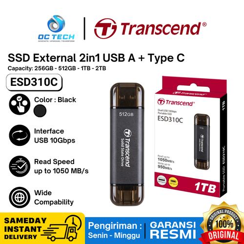 Jual SSD External Type C + A Transcend ESD310 ESD310C 256GB 512GB 1TB ...