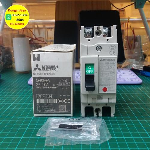 Jual Mitsubishi NFB breaker NF63-HV 2P 20A ac200v 25kA no fuse breaker ...