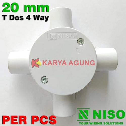 Jual T Dos Cabang 4 Pipa Conduit Listrik NISO 20mm Putih / TDos 4Way 20 ...