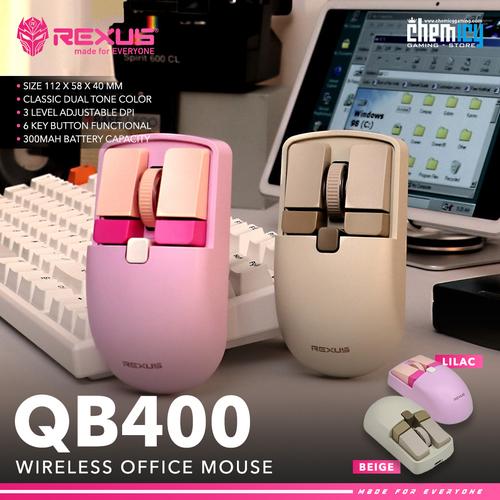 Promo Rexus QB400 Dual Mode Wireless Bluetooth Office Mouse - Beige ...