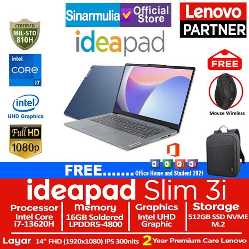 Promo Lenovo IdeaPad Slim 3i i7-13620H 512GB SSD 16GB IPS Win11+OHS ...