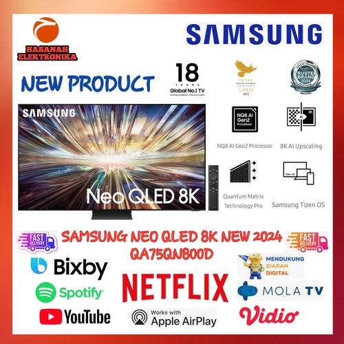 Jual SAMSUNG QA75QN800D NEO QLED 8K SMART TV TIZEN AI GEN 2 PROCESOR 75 ...