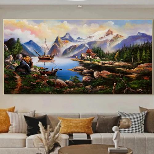 Jual lukisan tangan lukisan canvas besar lukisan dinding seni dekorasi ...