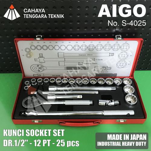 Jual kunci socket set 1/2 inchi 12 pt made in japan merk aigo - Jakarta ...