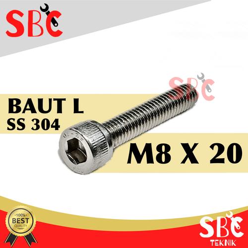 Jual Baut L SS304 M8 x 20 Stainless Steel 304 Socket Cap Screw SUS304 M8X20 - Jakarta Timur ...
