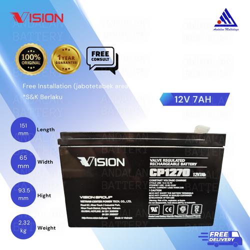 Jual Baterai UPS Aki Kering VISION 12V7Ah/VRLA CP1270 / AKI UPS 12V 7Ah ...