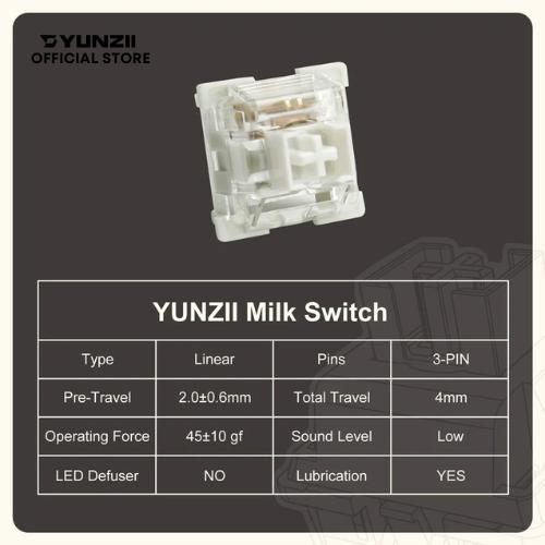 Jual Yunzii Milk Switch 3 Pin Linear Switch Gaming Mechanical Keyboard ...
