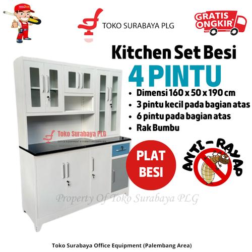 Jual Lemari Dapur Plat 4 pintu Lemari Piring Plat Besi Rak Dapur Lemari ...