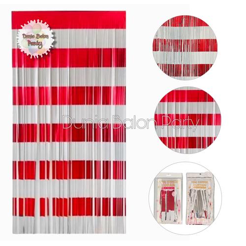 Jual Tirai Rumbai Foil Merah Putih / Tirai Merah Putih Metalik ...