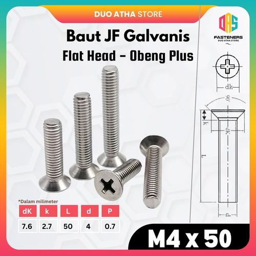Jual M4x50 Baut JF Flat Head Baut JF M4 x 50 Obeng Plus - Kab. Tangerang - Duo Atha Store ...