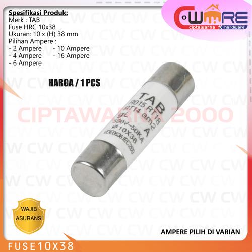Jual Fuse Skering Sekering Silinder 10x38 HRC 2 4 6 10 16 Ampere TAB ...