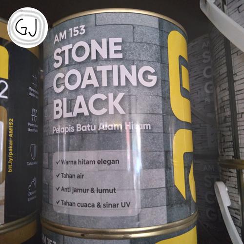 Jual Cat batu alam AM 153 Stone coating black 1 liter hitam coating ...