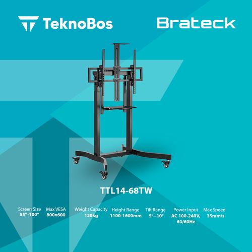 Promo Brateck TTL14-68TW Deluxe Motorized Large TV Cart with Tilt ...