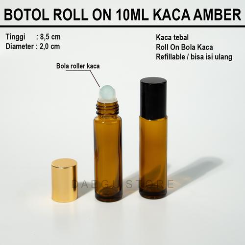 Jual Botol Roll On 10ml Kaca TEBAL BERAT Amber Coklat Parfum Essential ...