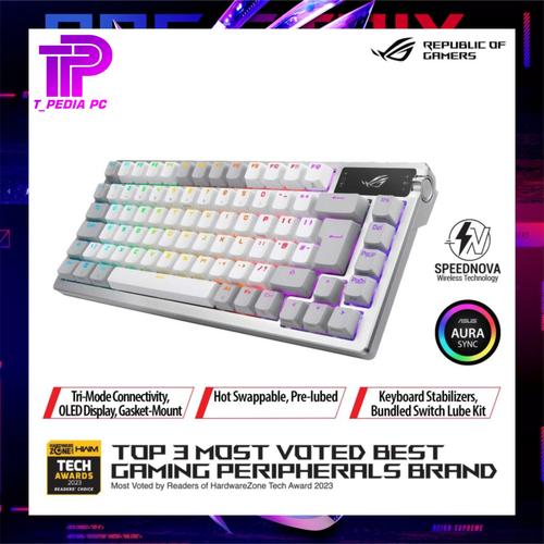 Promo ASUS ROG Azoth 75 Moonlight White Wireless DIY Custom Gaming ...