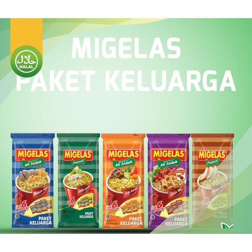 Jual Migelas Paket Keluarga Isi 6 Pack 180gr/Mie Instan - Baso Sapi ...