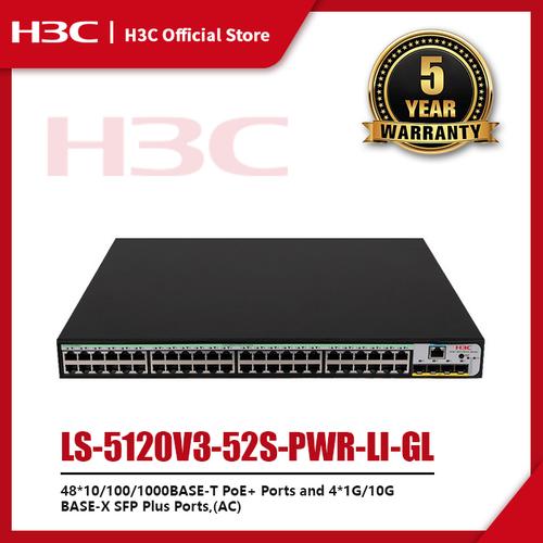 Promo H3C S5120V3-52S-PWR-LI L3 Ethernet Switch with 48*10/100/1000BASE-T PoE+ Ports and 4*1G ...