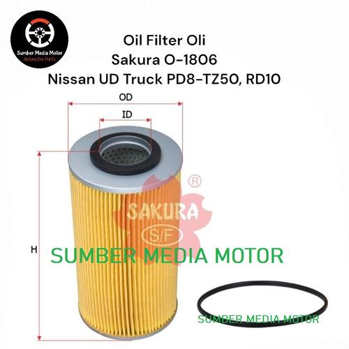 Jual Sakura Oil Filter Oli O-1806 Nissan UD Truck PD8-TZ 50, Nissan UD ...