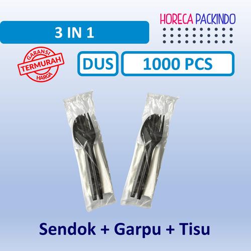Promo Cutlery Set Plastik (DUS) / 3in1 Sendok Garpu Tisu KCS 600set ...