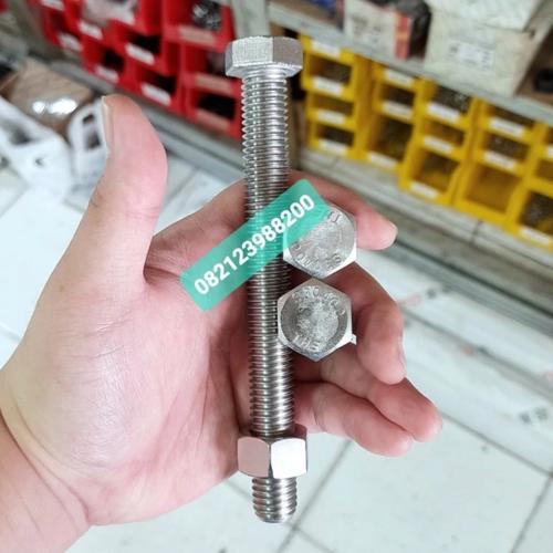 Jual baut mur ss304 full thread 5/8x7 hex bolt nut 5/8 x 7 bm ss baud ...
