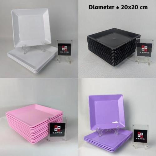 Jual (6 pcs / 1 lusin) - Piring Persegi Semi Melamin Dinnerware 20 cm ...