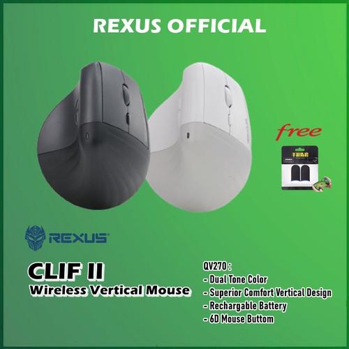 Promo Rexus Clif II QV270 Vertical Mouse Wireless Dual Mode Connection ...