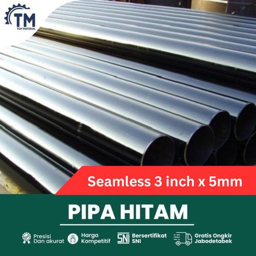Jual Pipa Besi Hitam Seamless SCH 40 3 inch tebal 5mm panjang 6 Meter SNI Sertifikat - Carbon ...