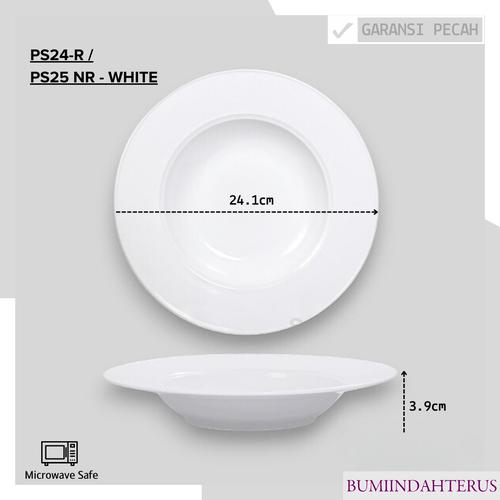 Jual Piring Pasta Keramik 24.1CM (1PCS) Putih Polos By Indo Keramik ...