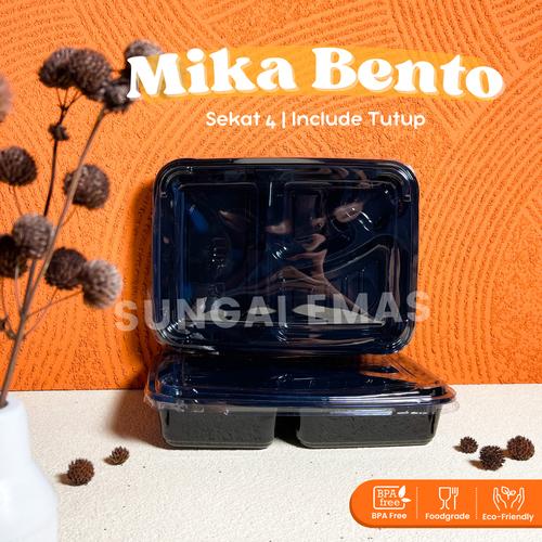 Jual Mika Bento Sekat 4 LUX Hitam / Mika Bento Lux / Tray Mika Bento ...