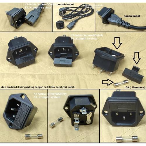 Jual Socket input iec inlet AC in kabel power 3 pin ac ada pakai fuse ...