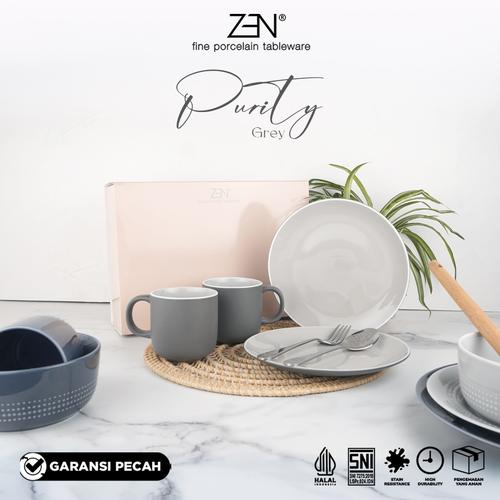 Promo ZEN Dinner Set Piring Mug Keramik Purity Dark Grey isi 4 pcs + Box - Kab. Tangerang - ZEN ...