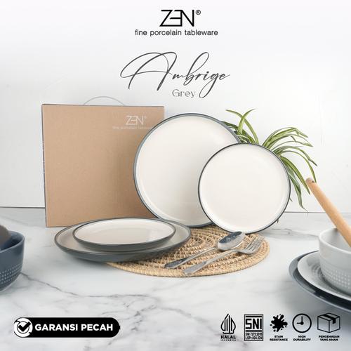 Promo ZEN Dinner Set Piring Makan Keramik Stoneware Grey isi 4 pcs ...