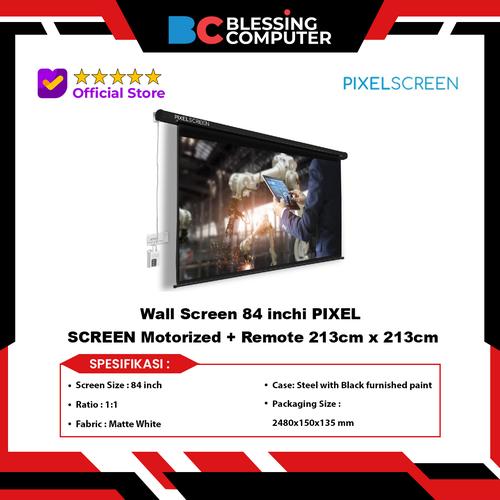 Promo Wall Screen 84 inchi PIXEL SCREEN Motorized + Remote 213cm x ...